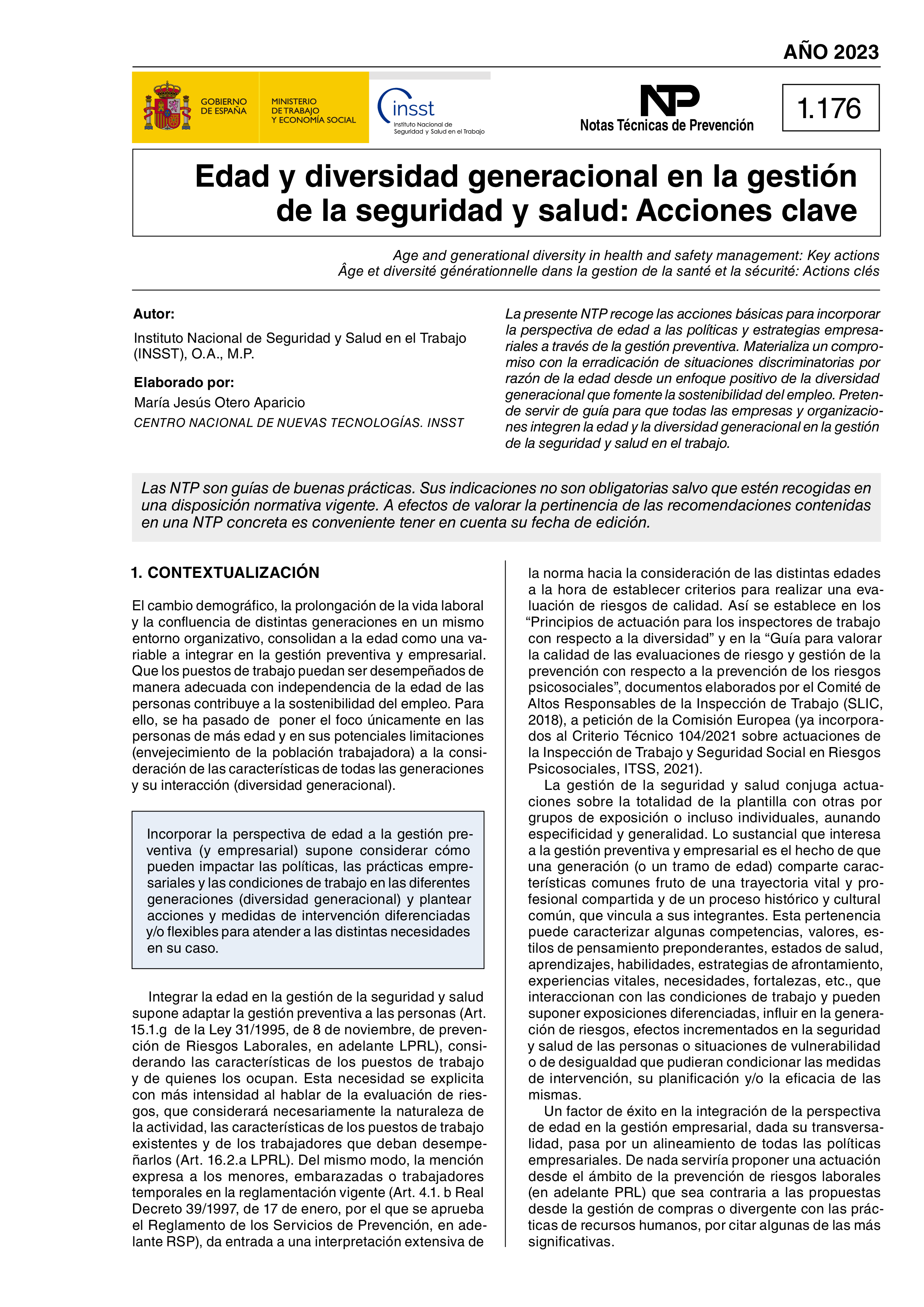 NTP 1176: Edad y diversidad generacional en la gestión de la seguridad ...