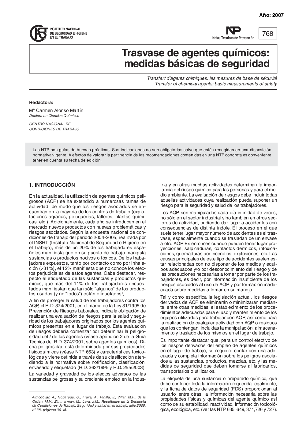 NTP 0768: Trasvase de agentes químicos: medidas básicas de seguridad ...